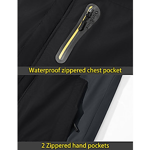 TACVASEN Mens Winter Jacket Waterproof Ski Jacket Men Snowboard Jacket Parka Jacket Men Softshell Jacket Black Gray XL