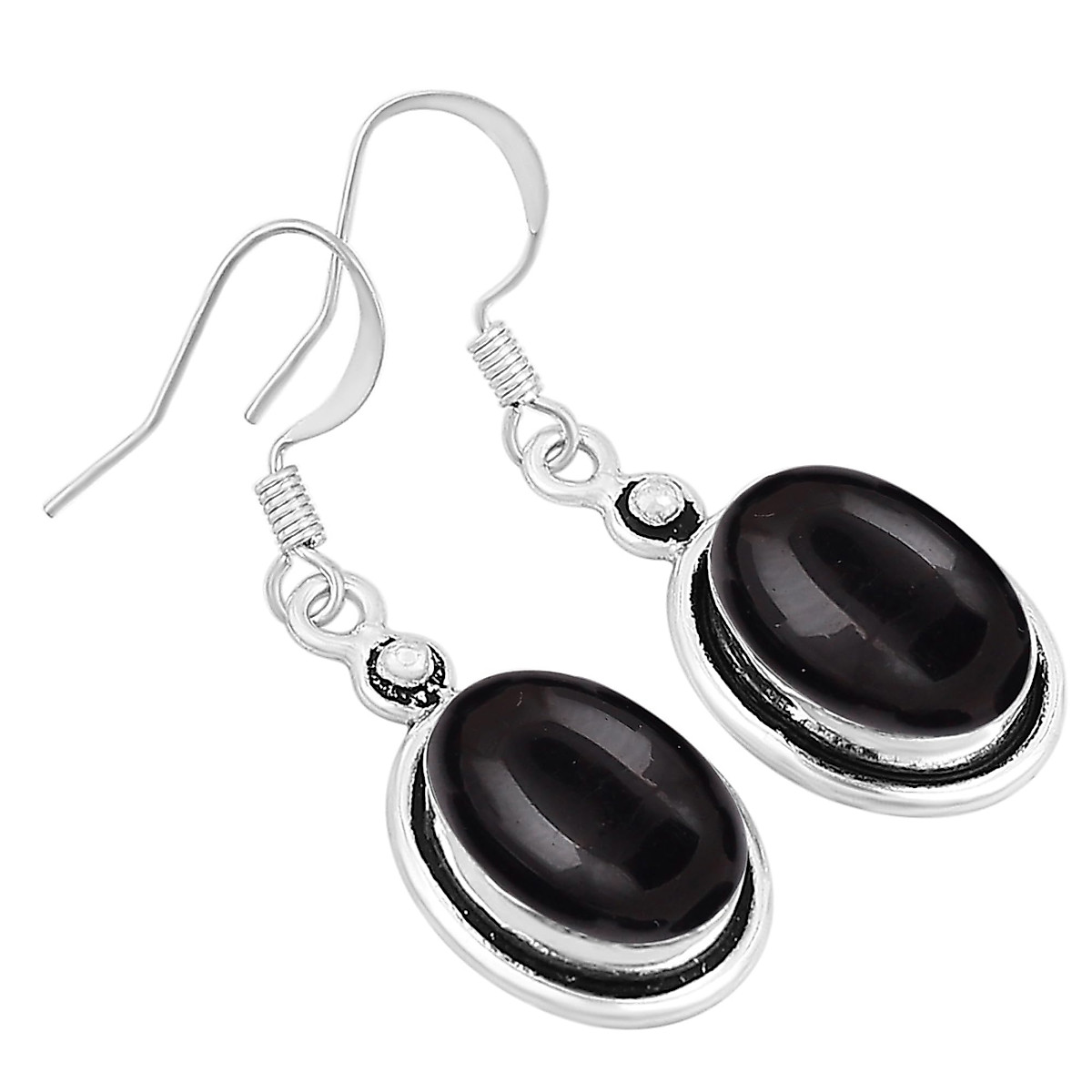 10.56 Cts Black Onyx Dangle Earrings For Women, Black Stone July Birthstone Jewelry Mother's Day Gifts For Mom Wife