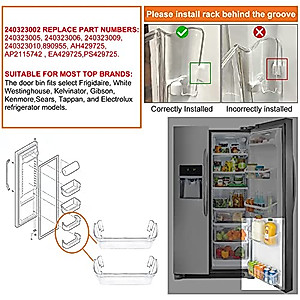 1x UPGRADE 240323002 Refrigerator Door Bin Shelf Replacement Part Compatible for Frigidaire Electrolux Refrigerator Bottom 2 Shelves on Refrigerator Side AP2115742 PS429725 AH429725 FGHS2631PF4A