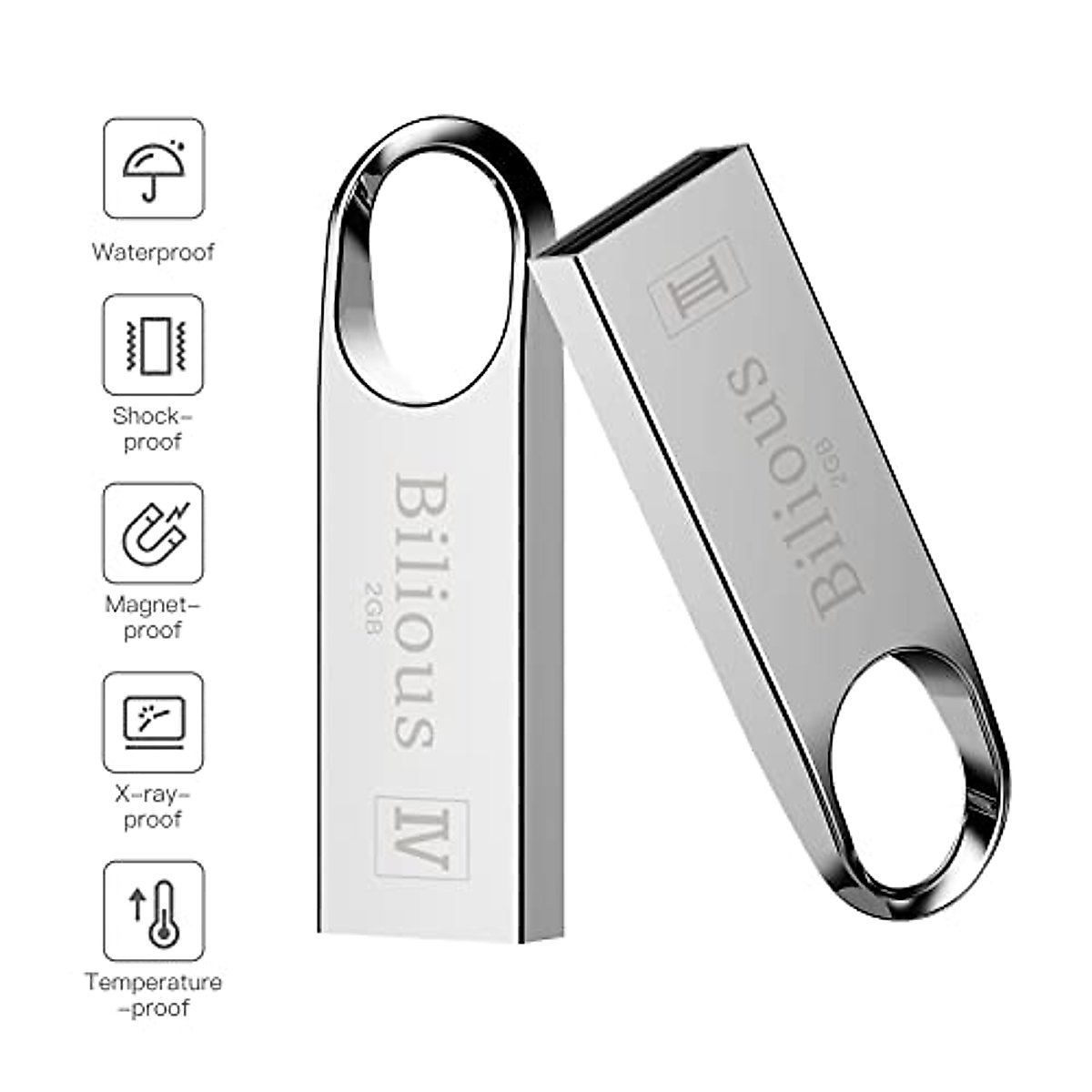 USB Flash Drive, Bilious Portable Keychain Design Thumb Drives, Metal Style Memory Stick U Disk, Waterproof Jump Pen Drive for Storage and Backup (64GB, 5 Pack)