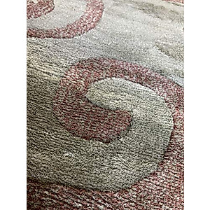 Modern Round Area Rug Contemporary Sage Green & Brown Floral Tropical Design 525 (4 Feet X 4 Feet)