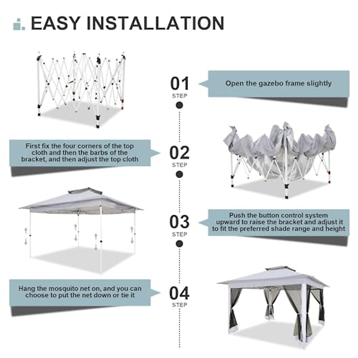 COBIZI 12x12 Pop up Gazebo on Clearance with Mosquito Netting,carpas para Patio Deals,Outdoor Canopy Tent with Portable Carrying Bag, Patio Gazebo for Garden Backyard, Lawn & Beach,Grey