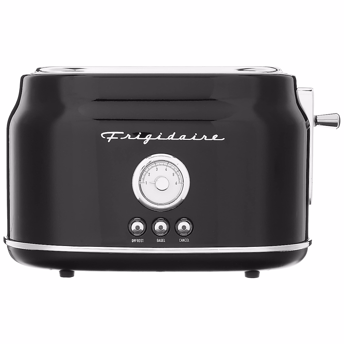 Frigidaire ETO102-BLACK, 2 Slice Toaster, Retro Style, Wide Slot for Bread, English Muffins, Croissants, and Bagels, 5 Adjustable Toast Settings, Cancel and Defrost, 900w, Black