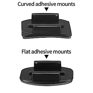 18 Set Helmet Adhesive Sticky Mounts, Flat Curved Adhesive Helmet Sticky Mounts with Accessories Kit, Compatible with GoPro Hero 10/9/8/7, Fusion, 6/5/4, Session, 3+/3/2/1, Action Camera