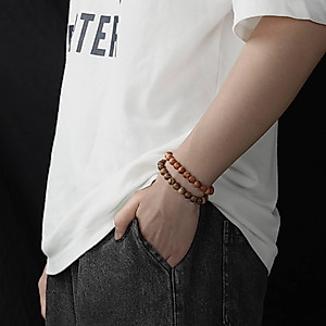 MILAKOO 5 Pcs Wood Prayer Bead Bracelet Mala Beaded Bracelets for Men Women 8mm