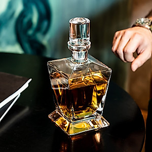 Krosno Whiskey Decanter Carafe with Stopper | 25.4 oz | Caro Collection | Home Restaurants Parties | Gift Idea Wedding Bar Mitzvah | Made in Europe