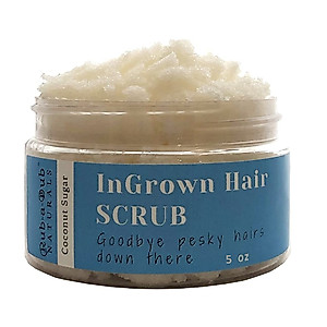Rub-a-Dub Naturals Premium Exfoliating Scrub for Ingrown Hairs - Bikini Area Scrub, Coconut Scrub, Skin Bump Reducer, KP, Sugar Scrub. MADE IN USA. (5 oz)