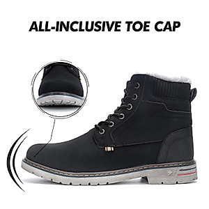 Men's Winter Snow Boots Warm Faux Fur Non-Slip Fashion Womens Hiking Shoes Outdoor Athletic Walking Trekking Black 8 Women/6.5 Men