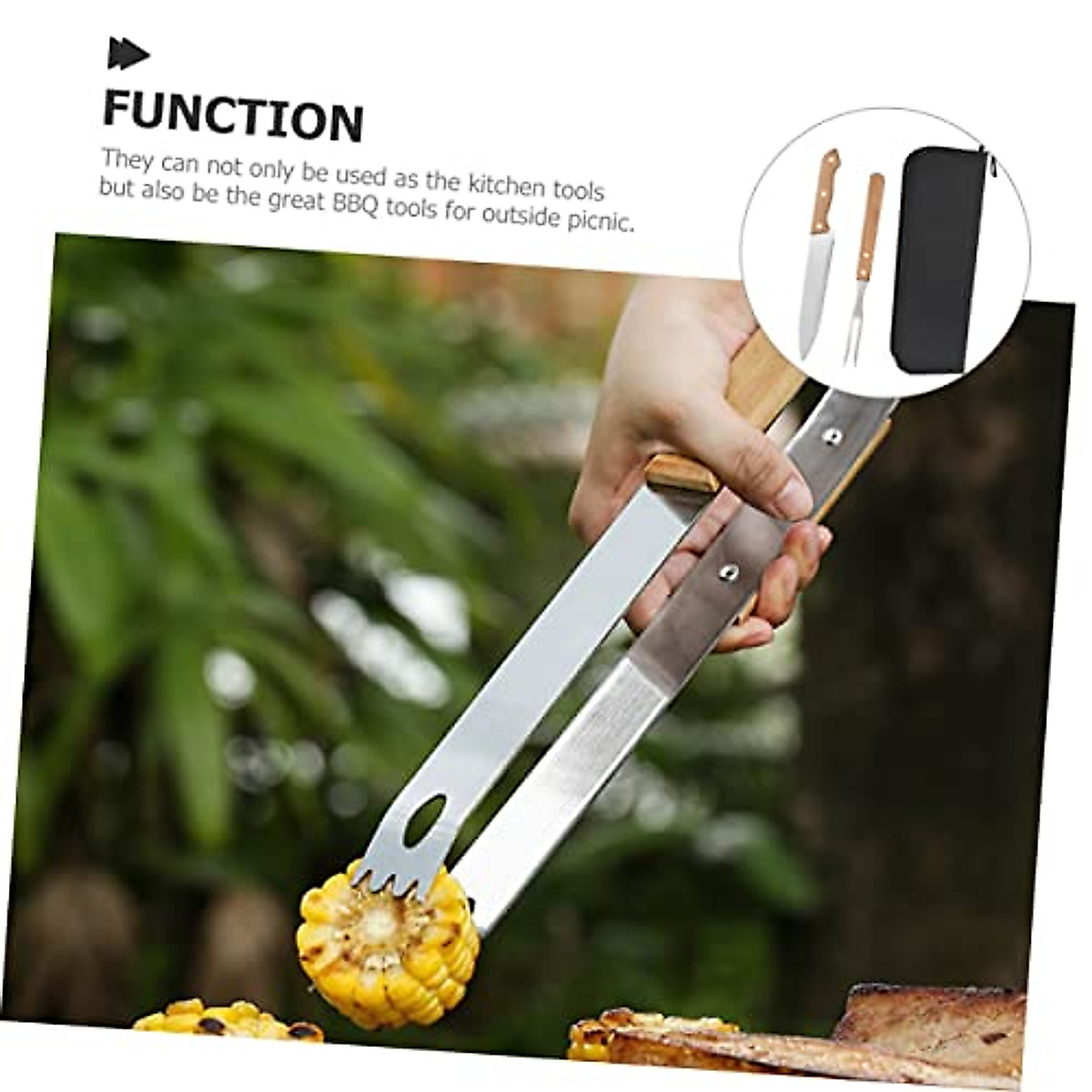 MUSISALY 1 Set Barbecue and Fork Tools Beef Fork Chef Carving Fork Poultry Serving Fork Kitchen Roast Fork Marshmallow Fork kit Meat Fork Travel Stainless Steel Outdoor