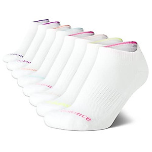 New Balance Girls' Athletic Low Cut Socks with Reinforced Heel and Toe (8 Pack), Size Medium, Pure White