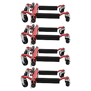 Harbin-Star 1500 LBS Car Wheel Dolly Jack Set of 4, Hydraulic Car Skates, 12'' Wheel Vehicle Positioning Jack, Heavy Duty Rollers with Foot Pedal for Tire Auto Repair Moving, Black & Red