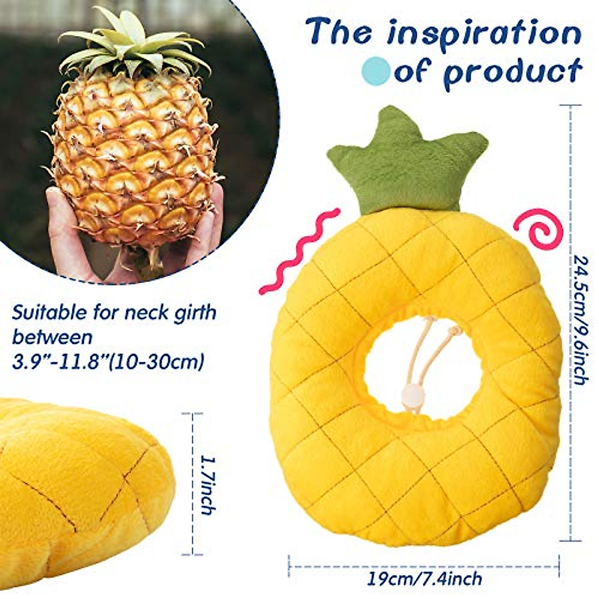 Weewooday 4 Pieces Cat Recovery Collar Cute Cat Neck Cone Cat Elizabeth Padded E-Collar Anti-bite Lick Dog Collar with Smooth Texture for Kitten and Cat