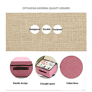 MOCOFO Set of 2 Foldable Storage Box with Lids and Handles Storage Basket Storage Needs Containers Organizer With Built-in Cotton Fabric Closet Drawer Removable Dividers