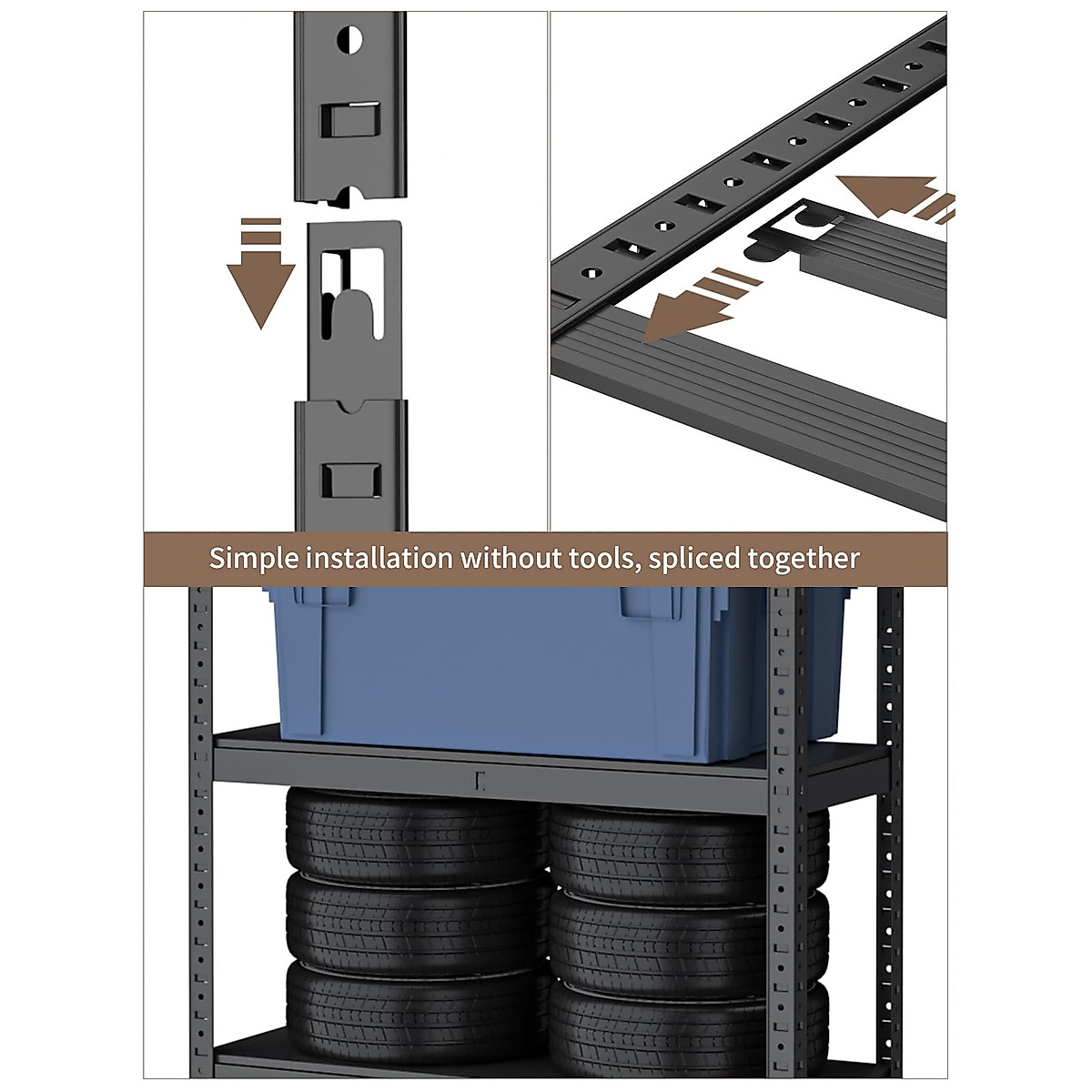 5-Tier Adjustable Metal Storage Shelves,Heavy Duty 1750 lbs Capacity Shelving,Waterproof Rust-Resistant Tool-Free Assembly Multi-Functional Garage Shelves Utility Shelf Rack 15.75"Dx31.5"Wx72"H