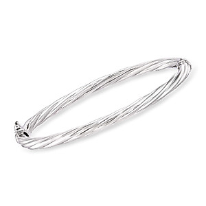 Ross-Simons Italian 4mm Sterling Silver Twisted Bangle Bracelet. 8 inches