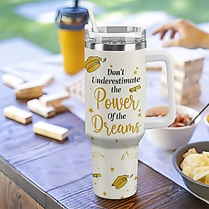 Foxcorner Personalized Graduation 2025 40oz Tumbler with Handle and Straw - Graduation Gifts for Her - Congrat Motivational Gifts For Graduates, Student, Friends - Stainless Steel Travel Cup with Lid