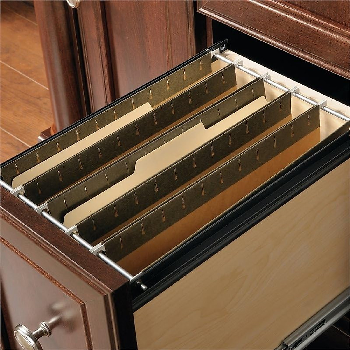 BOWERY HILL Home Office Computer Desk with Hutch, CPU Storage, Letter Size File Hanging Drawer in Cherry