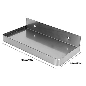 Phone Shelf Stainless Steel Bathroom Phone Holder Wall Mounted Thick Phone Storage Shelf Toilet Accessory 185x90mm(Silver)