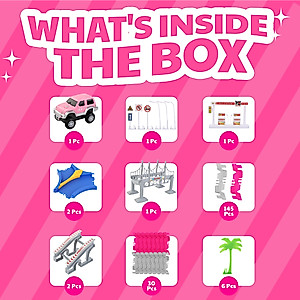 168 PCS Pink Magic Bendable Race Track Toy, Snap Together Create a Road Flexible Track Car Set for Toddlers, Kids, Boys, and Girls