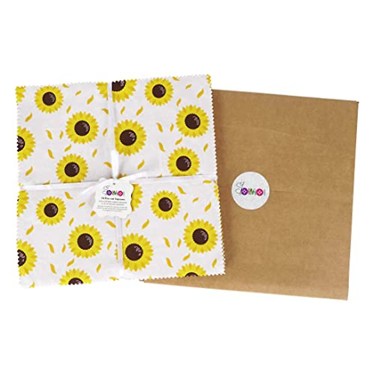 Soimoi Precut 10-inch Honey Bee Prints Cotton Fabric Bundle Quilting Squares Charm Pack DIY Patchwork Sewing Craft- White & Yellow