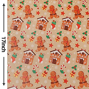 RayofSun christmas wrapping paper,Gingerbread Man gift wrapping paper rolls,kraft gift wrapping paper for people Make the gift more exquisite for celebrating Christmas (pack of 1:17 in x 32 ft)