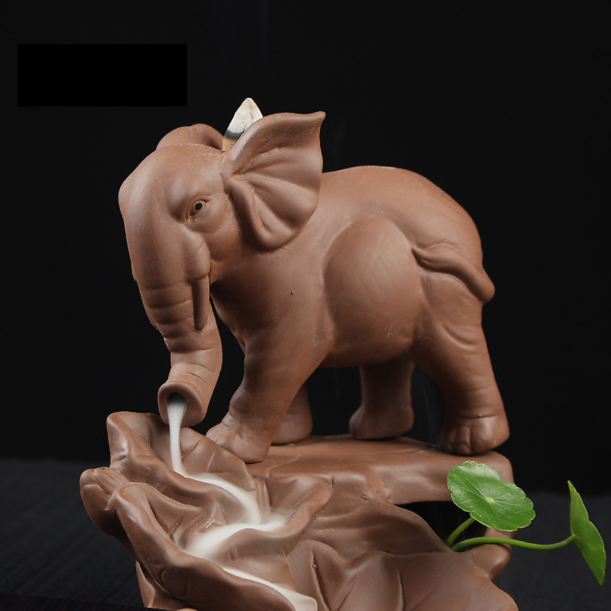 Zen Garden Feng Shui Lucky Purple Sand Elephant Incense Holder Backflow Incense Burner Incense Cones Stick Holder, Ideal for Yoga Room, Home Office Decor Gift