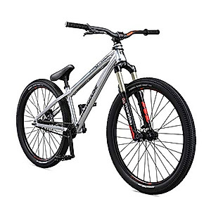 Mongoose Fireball Dirt Jump Mountain Bike, 26-Inch Wheels, Mechanical Disc Brakes, Chrome