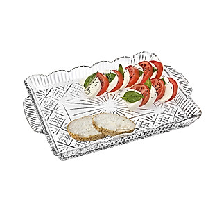 Godinger Dublin Crystal Rectangular Serving Tray, Clear