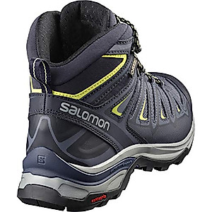 Salomon X Ultra 3 MID Gore-TEX Hiking Boots for Women, Crown Blue/Evening Blue/Sunny Lime, 8