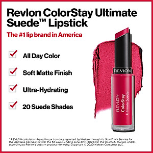 REVLON ColorStay Ultimate Suede Lipstick, Longwear Soft, Ultra-Hydrating High-Impact Lip Color, Formulated with Vitamin E, Wardrobe (047), 0.09 oz