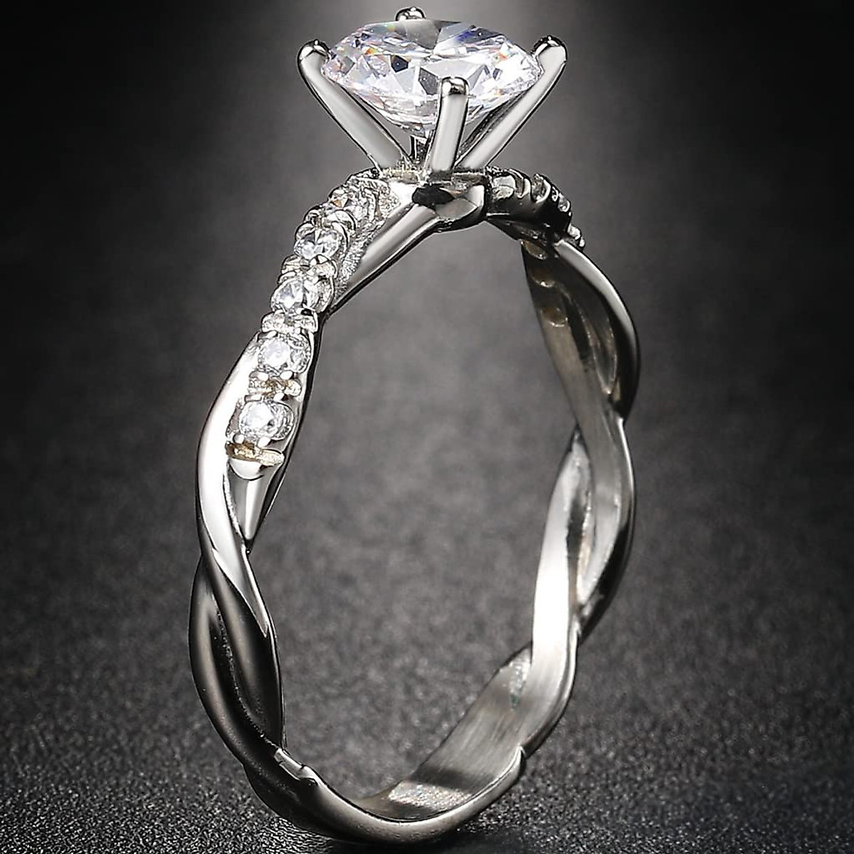 Jude Jewelers Stainless Steel 2.0 Carat Simulated Diamond Wedding Engagement Solitaire Style Proposal Ring (Silver, 7)