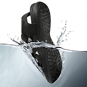 MEGNYA Women's Hiking Cushioned Sandals, Non Slip Walking Sandals for Adventure Black Size 8