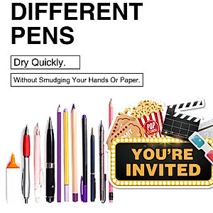 Movie Theme Party Invitations with Envelopes, 20 Set Movie Shaped Invitations Birthday Baby Shower Party Invites Supplies Favors, Double-Sided