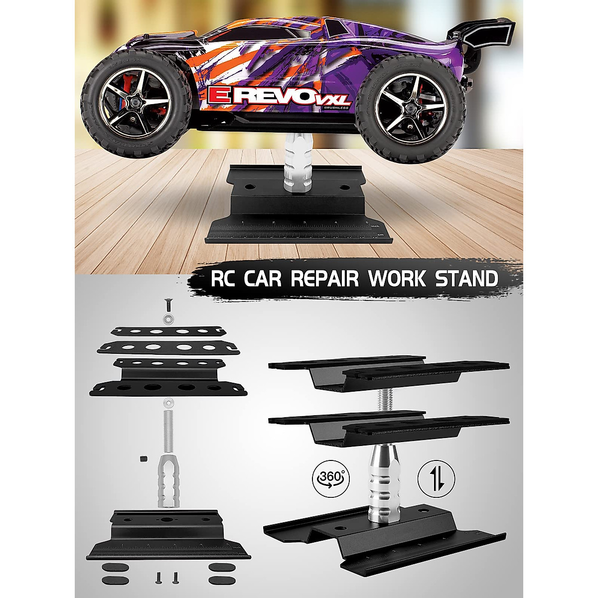 RC Tool Kit Screwdriver Set (Flat, Phillips, Hex) Metal Holder, RC Work Stand, 522PCS Screw Kit, Pliers Set, Body Reamer, Wrench, Tray, Repair Tool for RC Car Boat Quadcopter Helicopter -27pcs (Black)