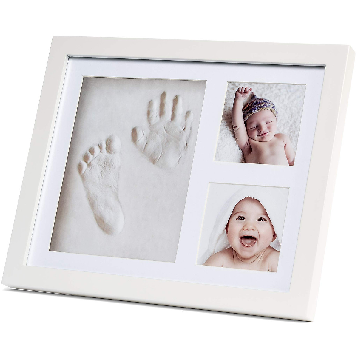 Sale - Baby Handprint & Footprint Kit by Kay&Max - Premium No Mold and Non Toxic Clay - Keepsake Wood Picture Frame Box