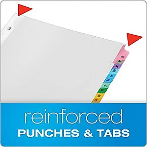 Cardinal A-Z Tab Dividers for 3 Ring Binders, Customizable Table of Contents Page with Multicolor A-Z Tabs, 3 Sets (63218)