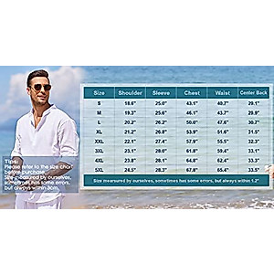 COOFANDY Men's Cotton Linen Henley Shirt Long Sleeve Hippie Casual Beach T Shirts White
