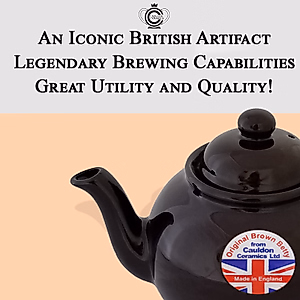 Cauldon Ceramics Brown Betty Tea Pot | Hand Made 4 Cup Brown Betty Teapot | Classic Ceramic Teapot for Loose Leaf Tea or Teabags | 36 Fl Oz