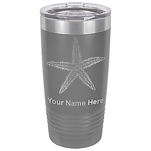 LaserGram 20oz Vacuum Insulated Tumbler Mug, Starfish, Personalized Engraving Included (Gray)