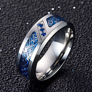 LOVERSRING 3pc Two Rings His and Hers Couple Rings Bridal Sets His Hers Women White Gold Plated Blue Sapphire Cz Man Stainless steel Wedding Ring Band Set