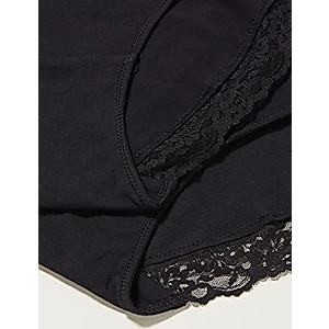 Amazon Essentials Women's Cotton and Lace Tanga Brief, Pack of 4, Black, XX-Small