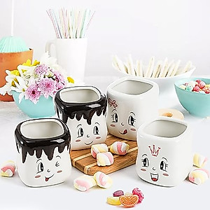 Youeon Set of 4 Marshmallow Mugs, 7 Oz Hot Chocolate Mugs Hot Cocoa Mugs, Cute Coffee Mugs, Couple Matching Mugs, Marshmallow Gift for Anniversary Wedding Christmas Valentine Birthday