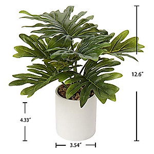 Briful Artificial Monstera Plant 13" Small Fake Plant in Ceramic Pot Potted Faux Plant Indoor for Home Bathroom Living Room Table Office Shelf Desk Decorations