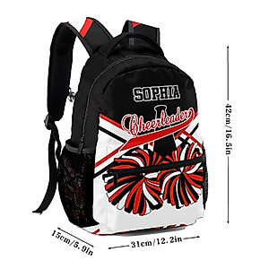 Personalized Custom Cheer Cheerleader Black Red Backpack Lightweight Travel Hiking Causual Bag With Name