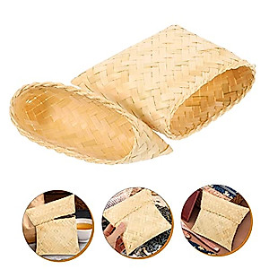 Cabilock Table Top Decor Bamboo Sticky Rice Basket s Wedding Decor 2pcs Bamboo Pillow Gift Box Decoration Bamboo Storage Tray Decor s Bamboo Food Basket Tablescape Decor
