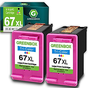 GREENBOX Remanufactured Ink Cartridge Replacement for HP 67 67XL for DeskJet 2732 2755 Envy 6052 6058 6075 DeskJet Plus 4152 4155 4158 Printer (2 Tri-Color)