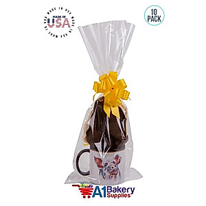 A1 Bakery Supplies 10 Pack BOPP Clear Cello Cellophane Bags Gift Basket Package Flat Gift Bags BOPP Bags (Flat, 9 x 20)