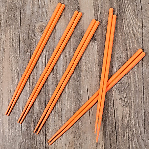10 Pairs Chopsticks-Reusable Chopsticks Dishwasher Safe, 9.63 inch/24.5cm Fiberglass Matte Non-Slip Family/ Hotel/ Restaurant Chop Sticks, Chinese/Japanese Chop Sticks, Orange