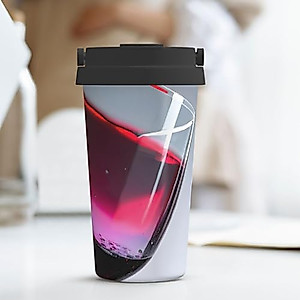 WANGXUEE Red Wine Bottle Glass Print 500ml Stainless Steel Travel Tumbler Double Wall Vacuum Insulated Coffee Mug