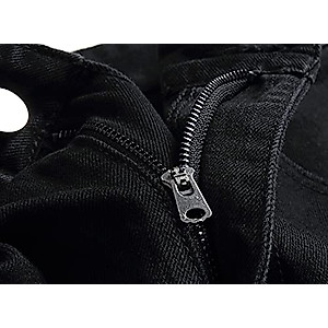 QIMYUM Mens Ripped Jeans, Distressed Destroyed Slim Fit Straight Leg Denim Pants (34, Black040)